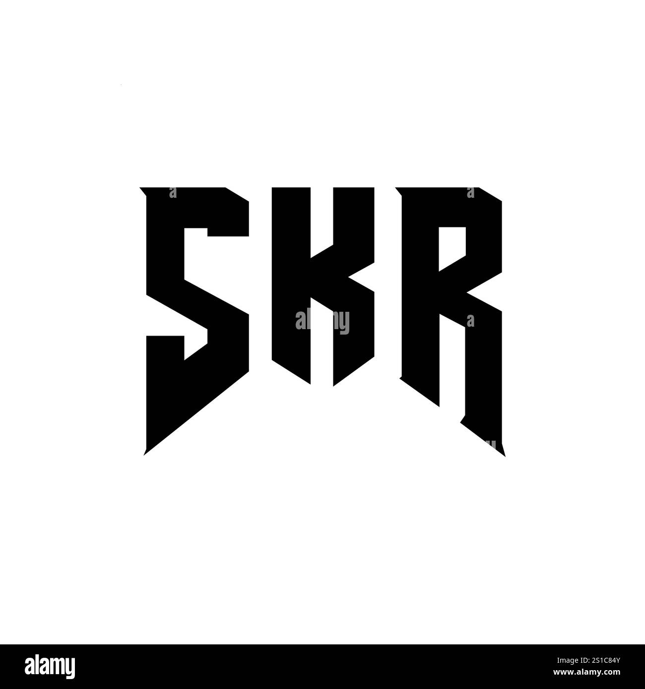 SKR letter logo design for technology company. SKR logo design black and white color combination ...