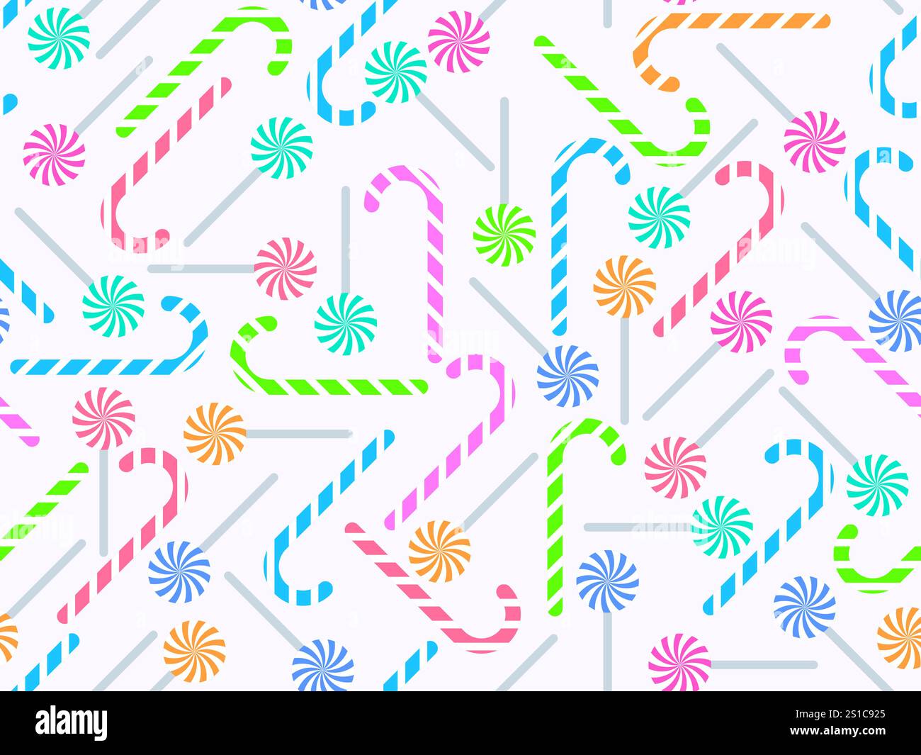 Holiday sweets candy canes seamless pattern. Striped lollipop and candy ...