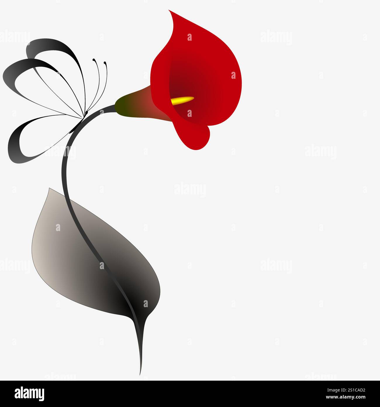 Floral background with red calla lilies and butterflies Stock Vector ...