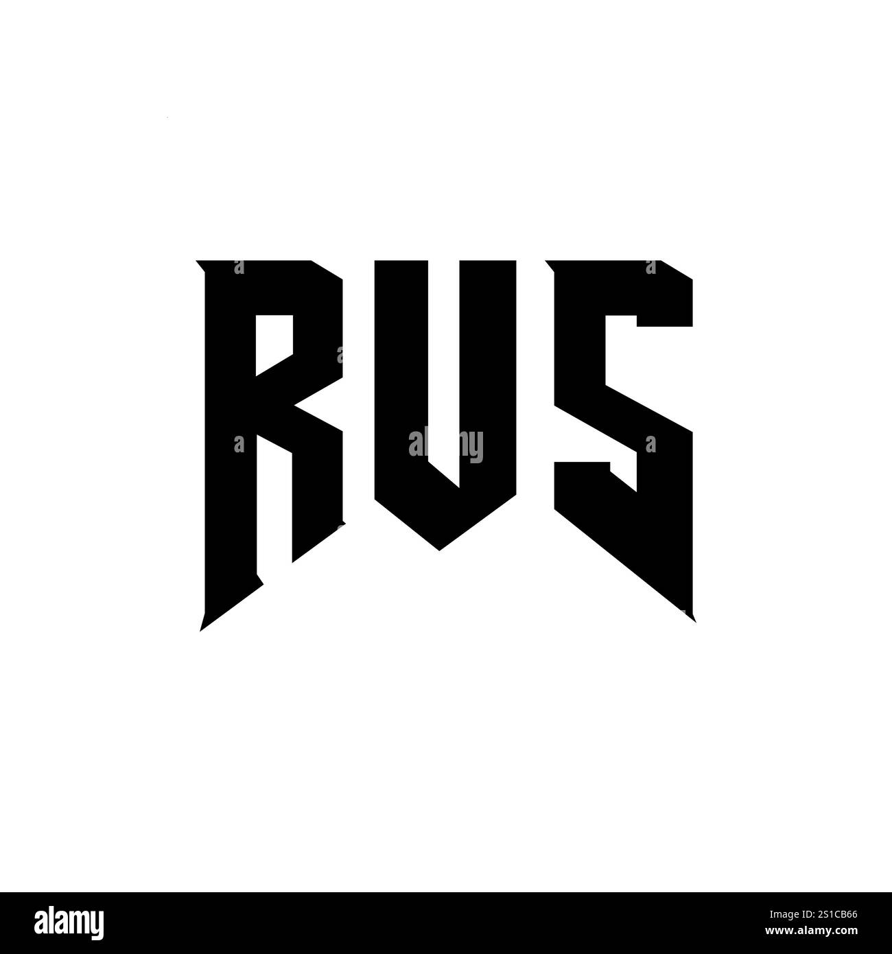 RUS letter logo design for technology company. RUS logo design black and white color combination ...