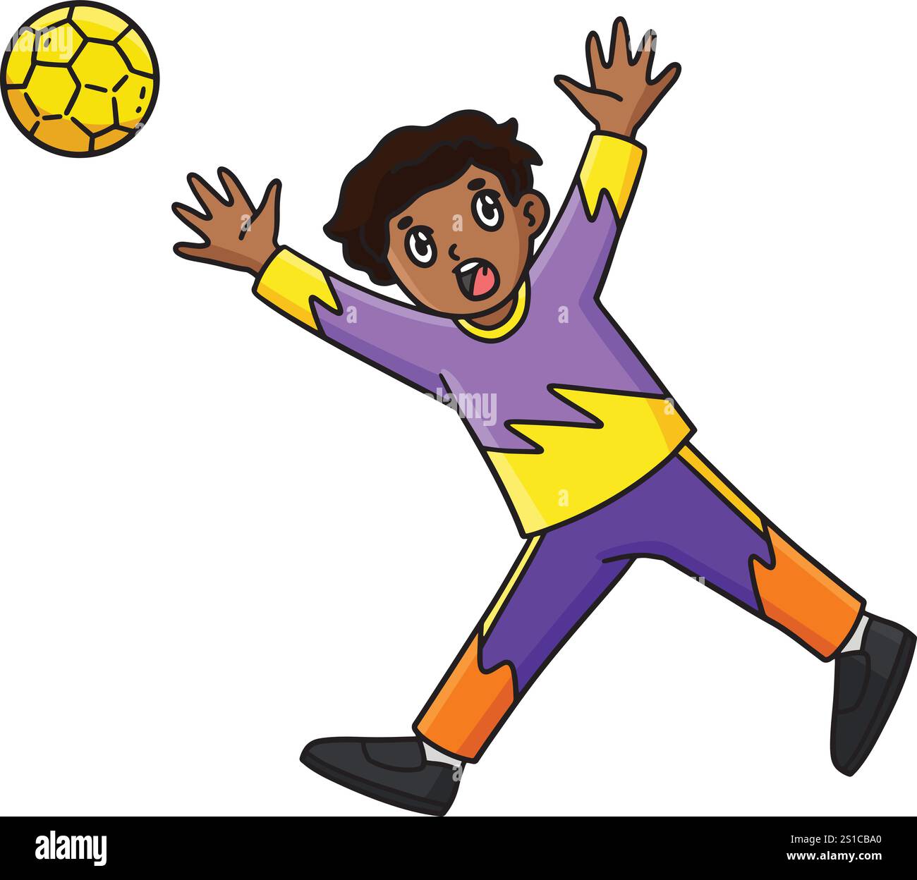 Handball Goalkeeper Block the Ball Cartoon Clipart Stock Vector Image ...
