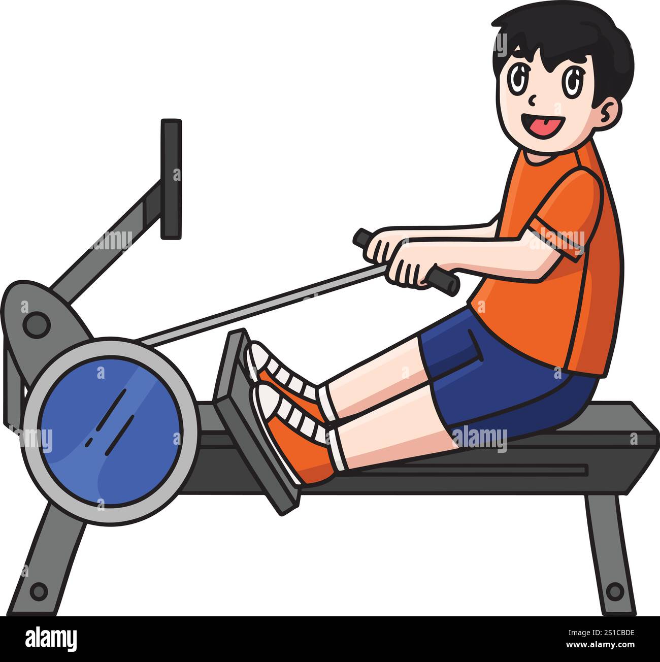 Rowing Oarsman on Indoor Rowing Machine Clipart Stock Vector Image ...