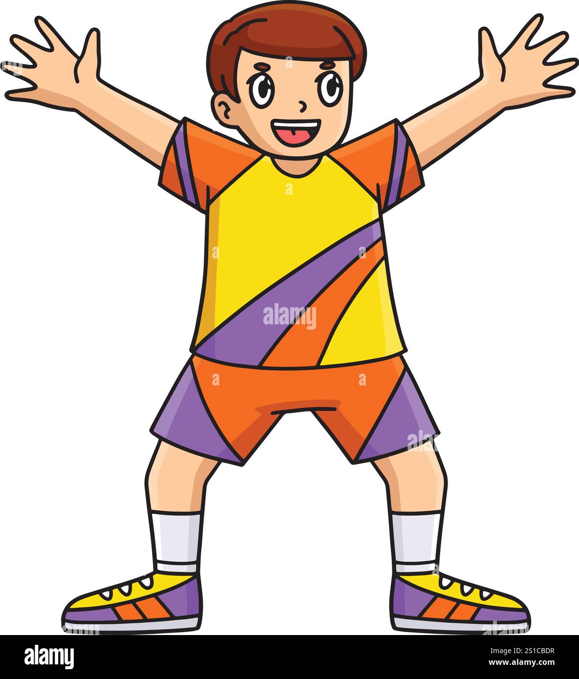 Handball Player Defense Position Cartoon Clipart Stock Vector Image ...