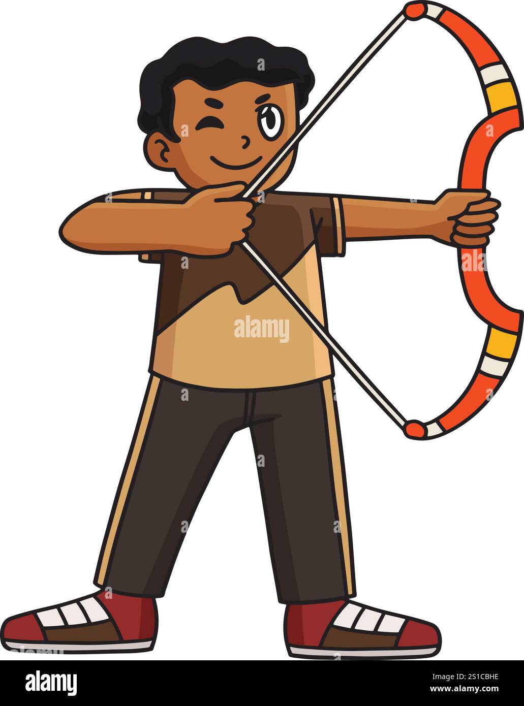 Archery Archer Dry Firing a Bow Cartoon Clipart Stock Vector Image ...