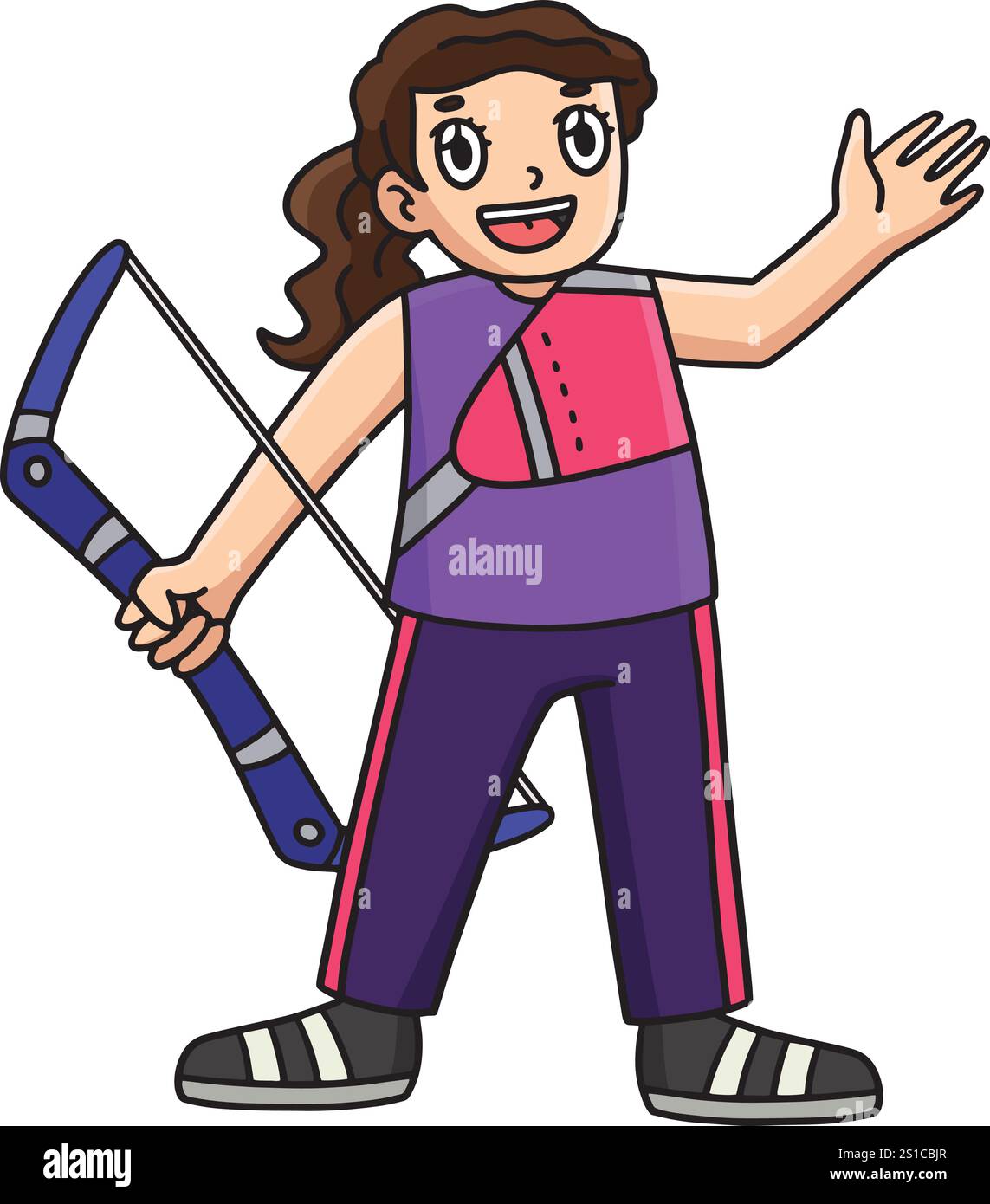 Archery Female Archer with Bow Cartoon Clipart Stock Vector Image & Art ...