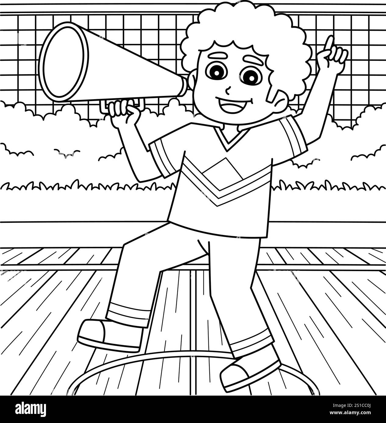 Cheerleading Male Cheerleader Cheering Coloring Stock Vector Image ...