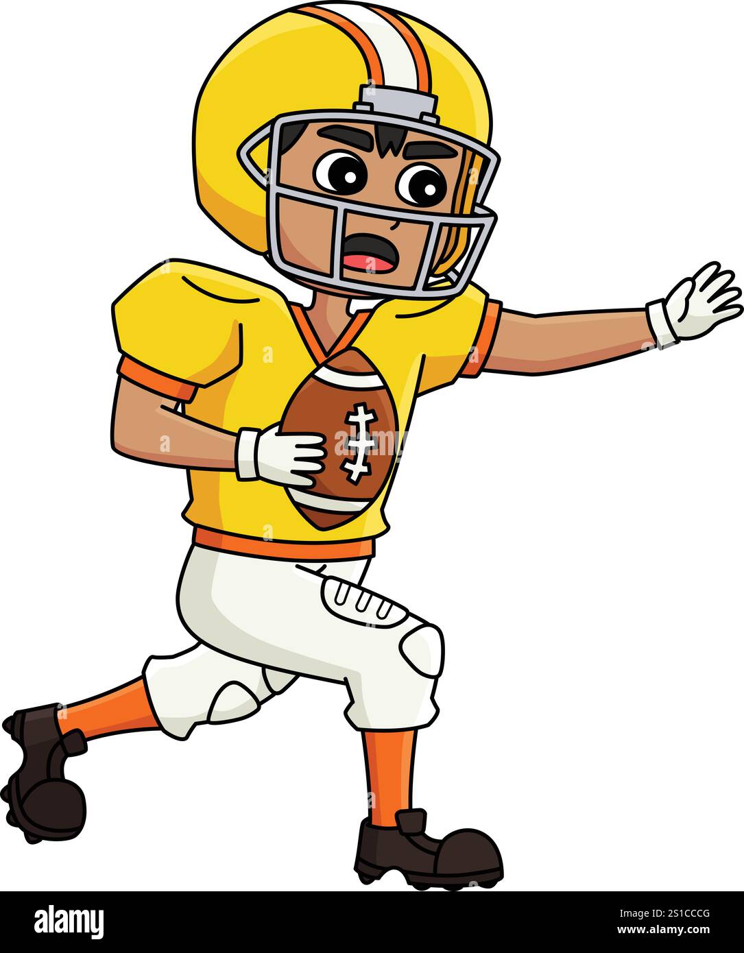 American Football Player Pushing Cartoon Clipart Stock Vector Image ...