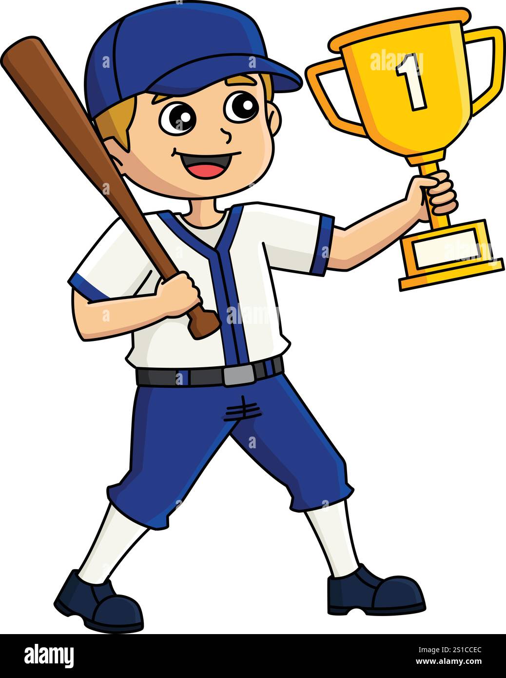 Baseball Player with Championship Trophy Clipart Stock Vector Image ...