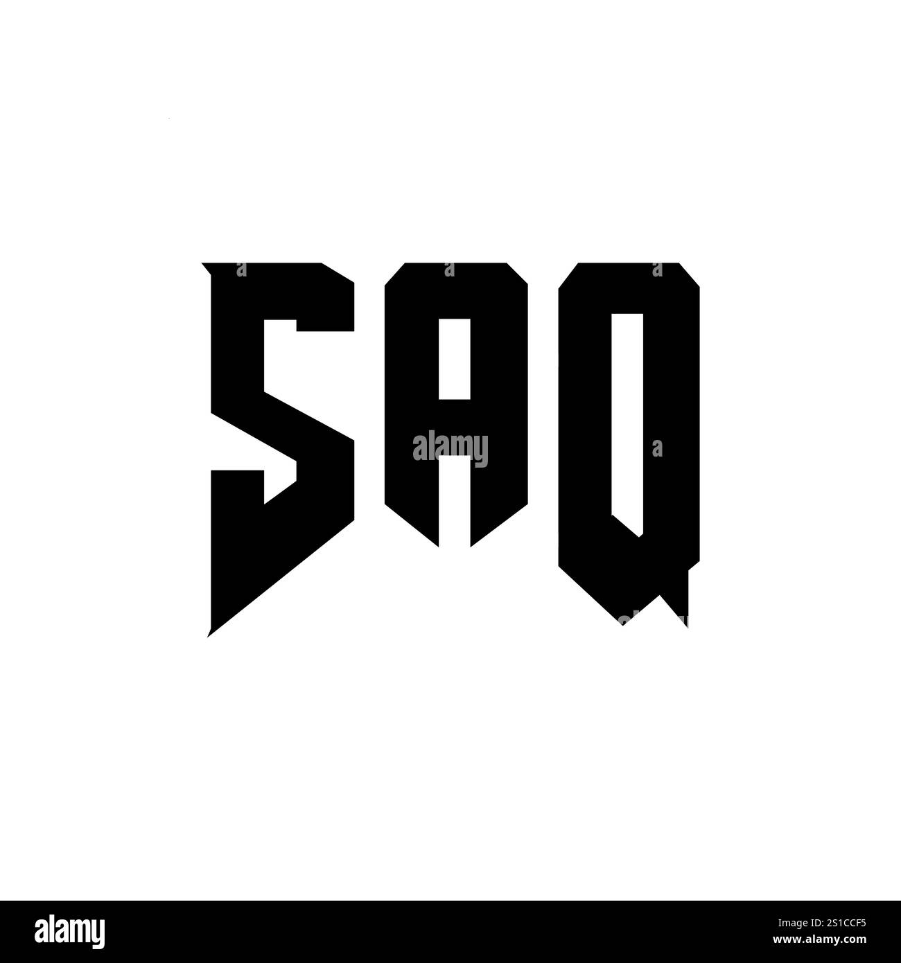 SAQ letter logo design for technology company. SAQ logo design black and white color combination ...