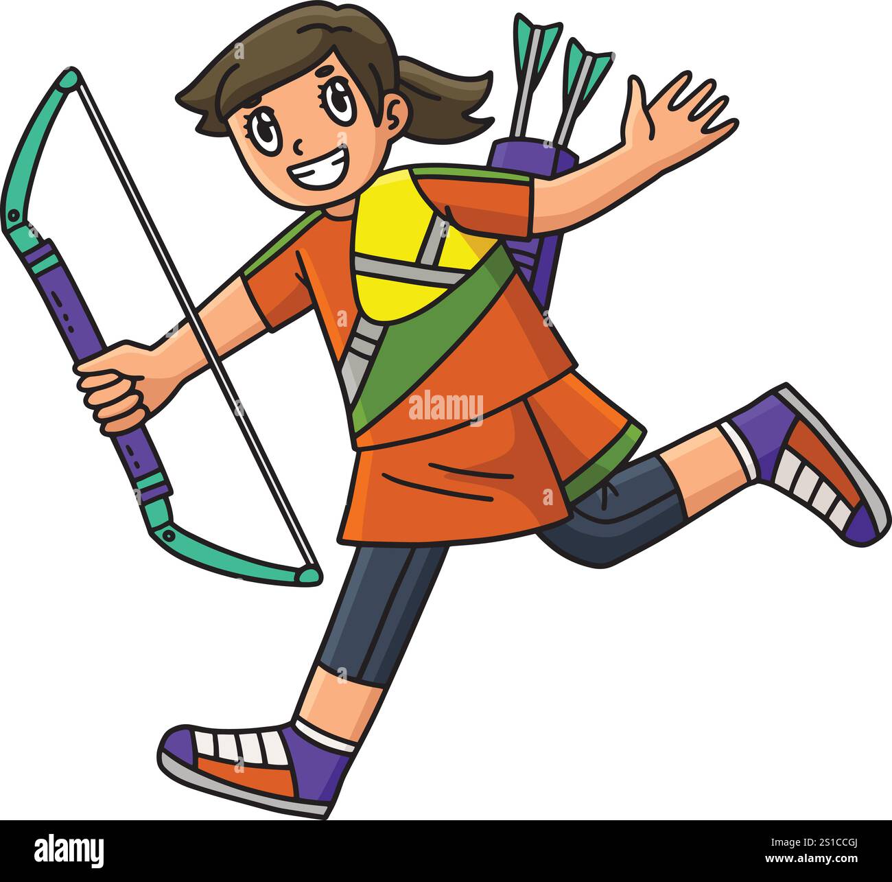 Archery Female Archer with Bow and Arrow Clipart Stock Vector Image ...