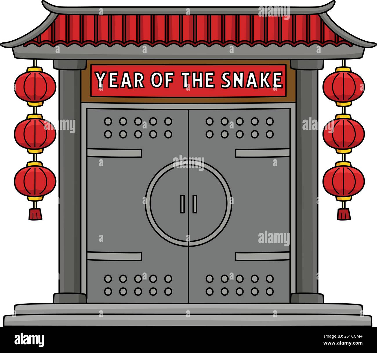 Chinese Gate Cartoon Colored Clipart Illustration Stock Vector Image ...