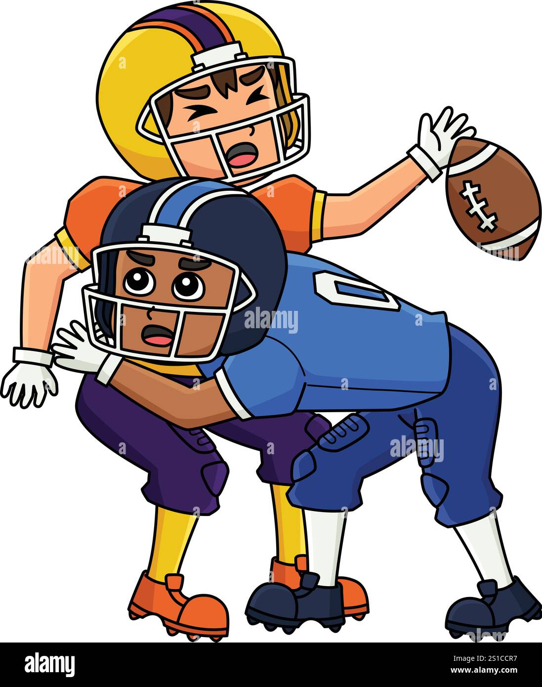 American Football Player Tackle Cartoon Clipart Stock Vector Image ...