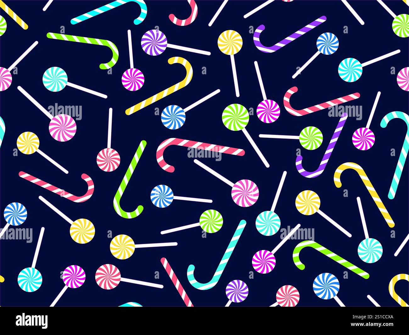 Holiday sweets candy canes seamless pattern. Striped lollipop and candy ...