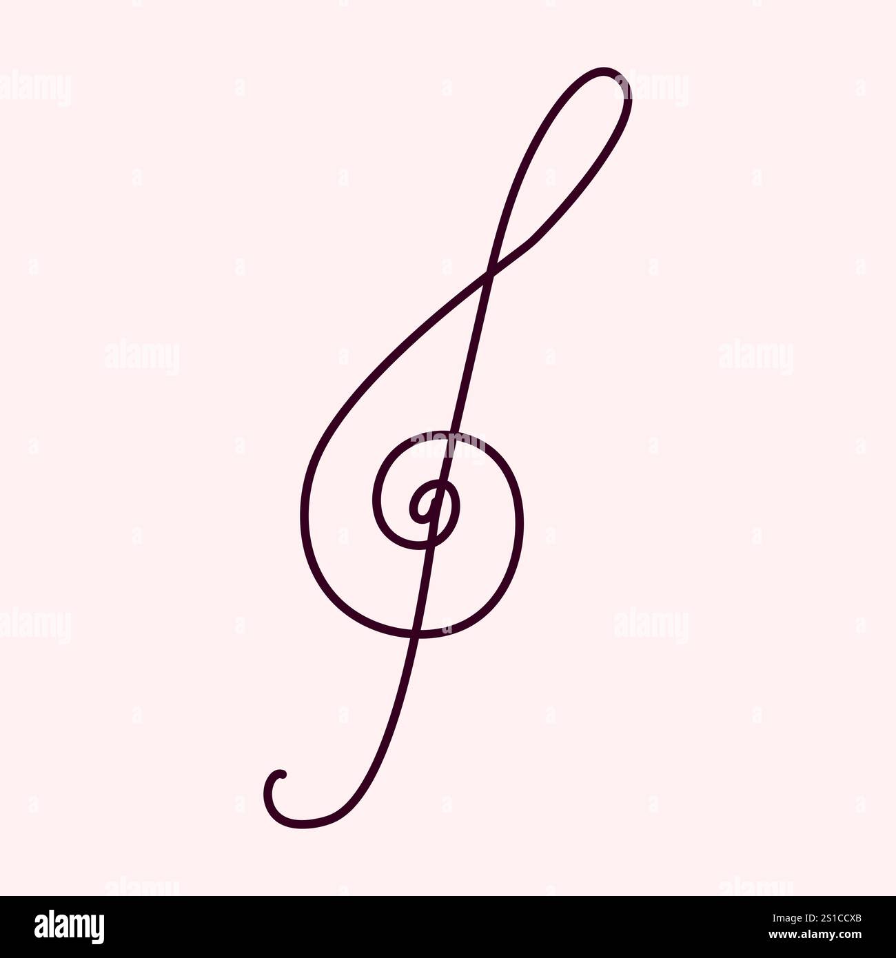 Saint Valentines day illustration of a music key - treble clef cute ...