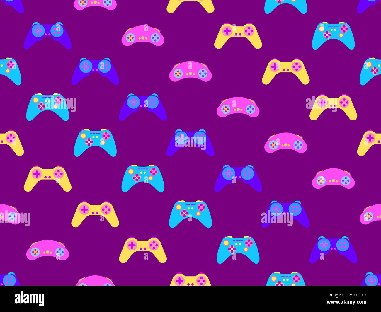 Joystick Seamless Pattern Game Controller For Video Games Gamepad For Retro Game Console In