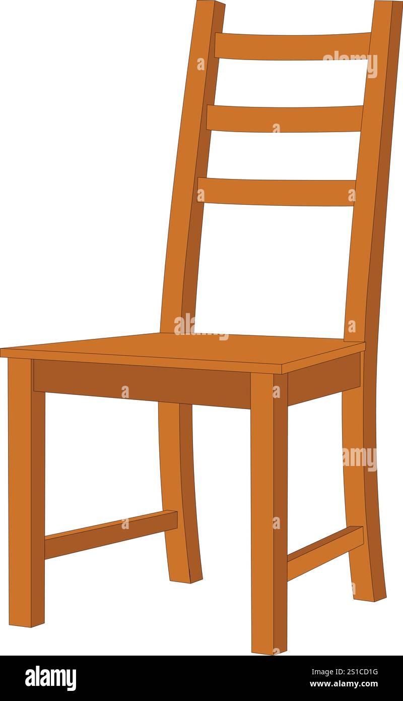 Vector of a kitchen chair on white. Comfortable wooden chair over white ...