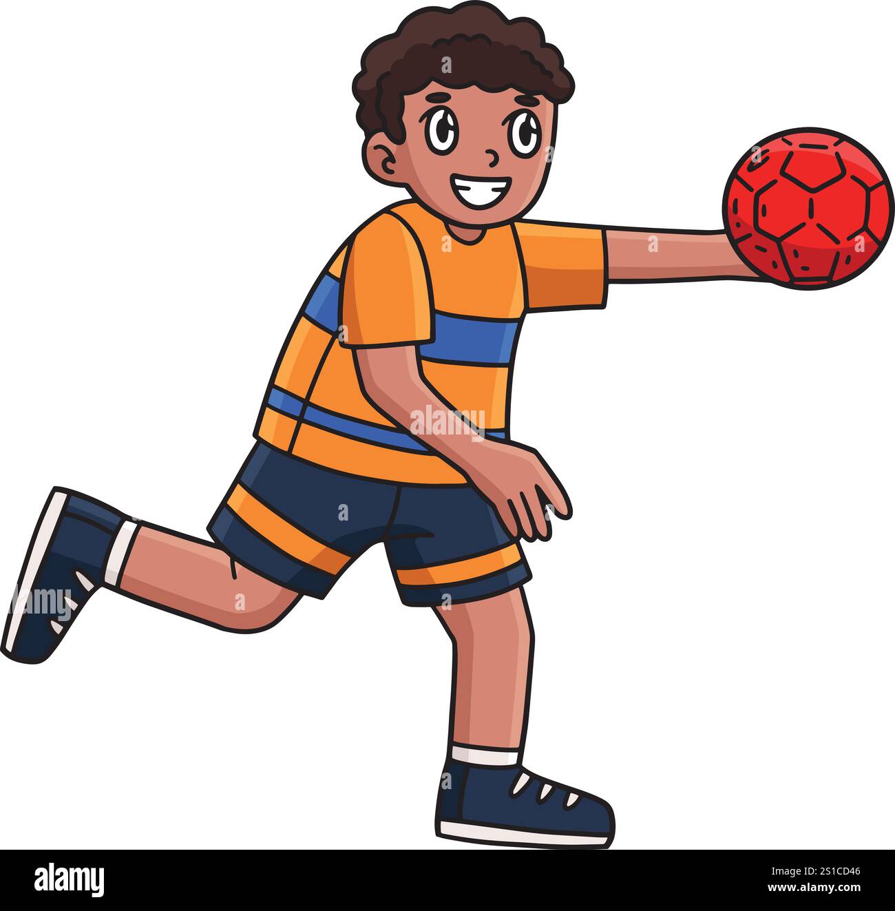 Handball Player Running with Ball Cartoon Clipart Stock Vector Image ...