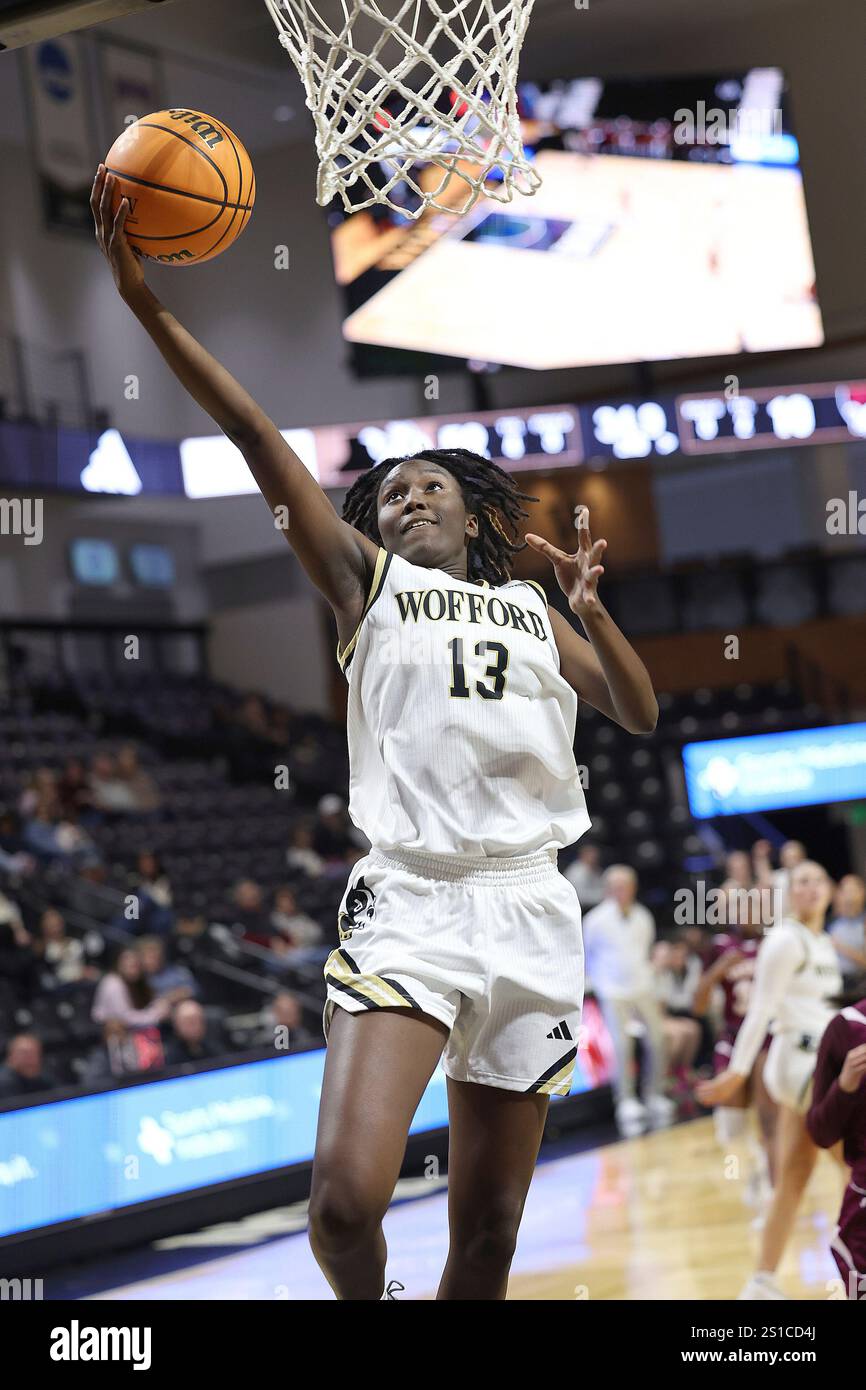 SPARTANBURG, SC - JANUARY 02: Wofford Terriers forward Toni Warren (13 ...