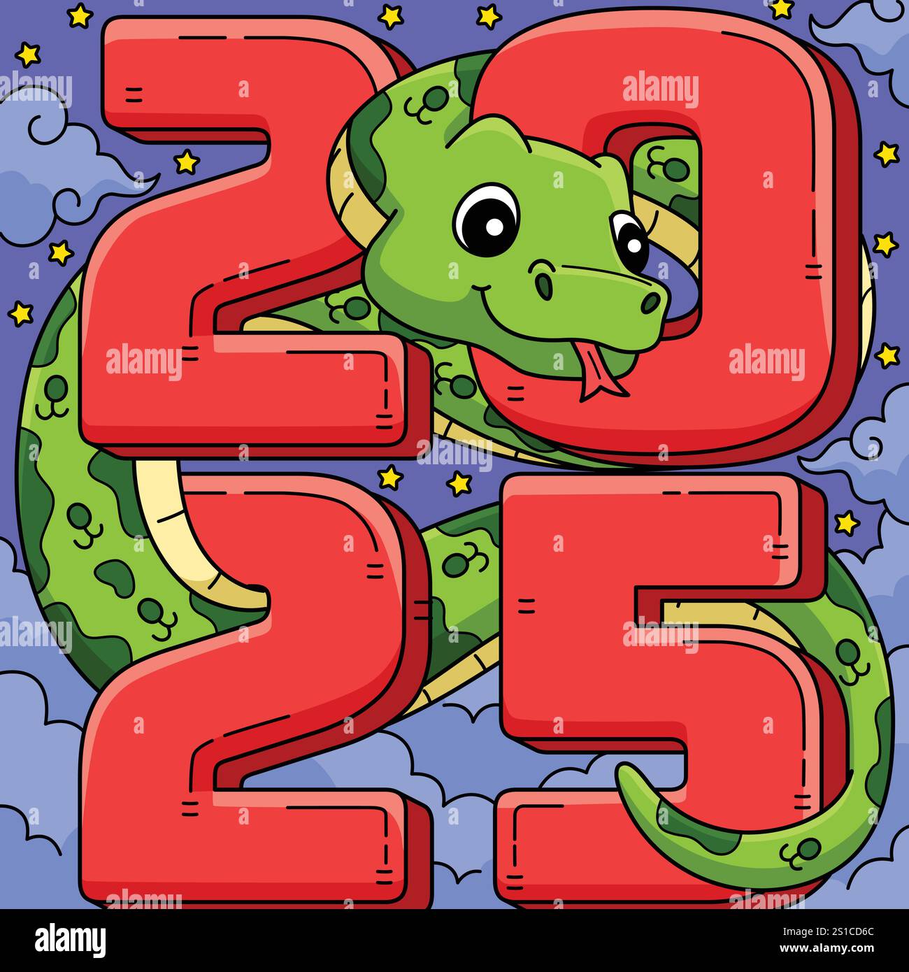 Year of the Snake 2025 Colored Cartoon Stock Vector Image & Art - Alamy