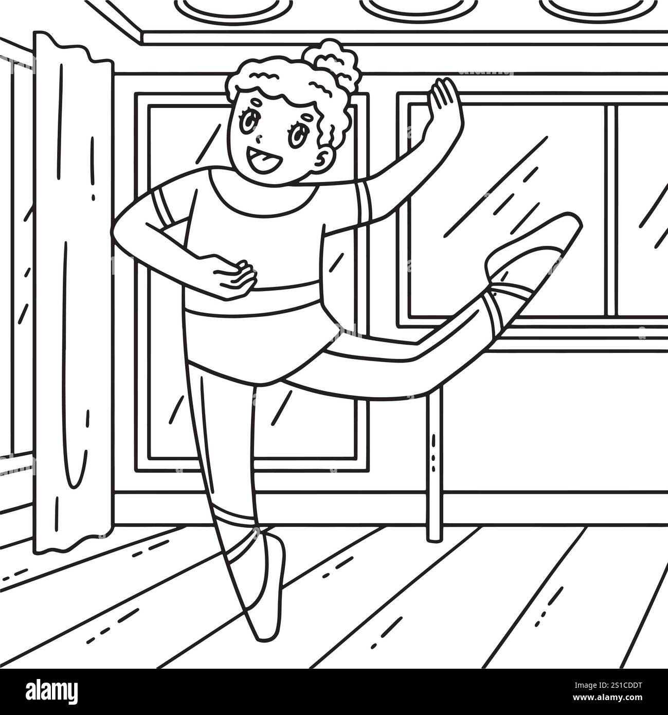 Ballerina doing an Attitude Coloring Page for Kids Stock Vector Image ...