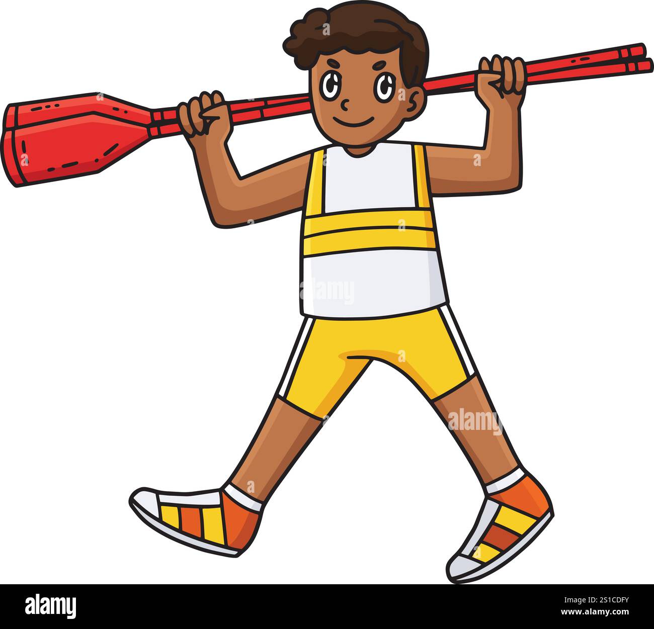 Rowing Oarsman Carrying Oars Cartoon Clipart Stock Vector Image & Art ...