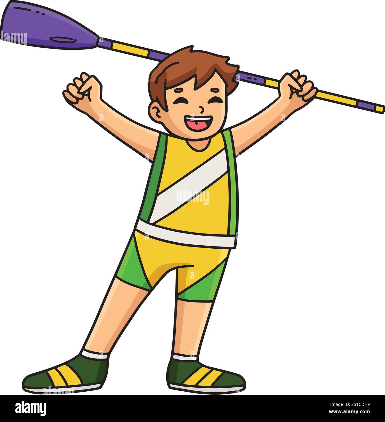 Rowing Oarsman Raising Oar in Victory Clipart Stock Vector Image & Art ...