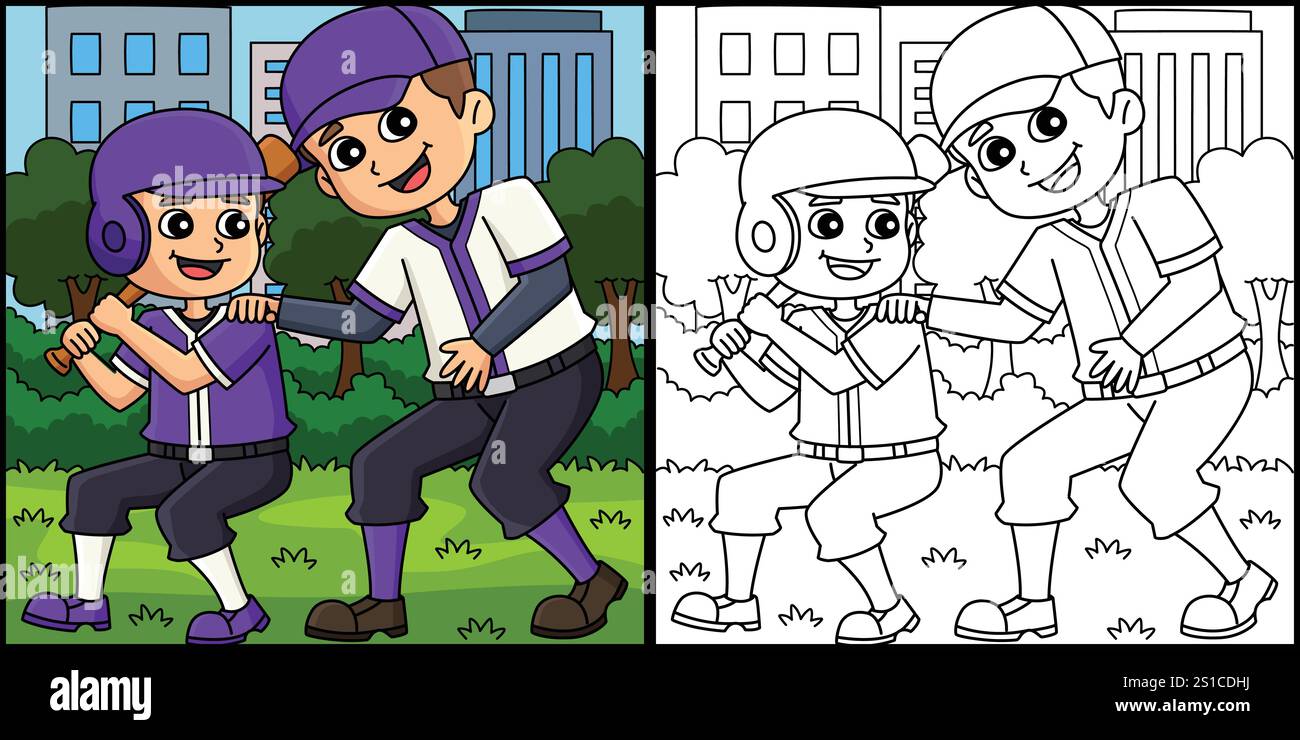 Baseball Father and Son Playing Illustration Stock Vector Image & Art ...