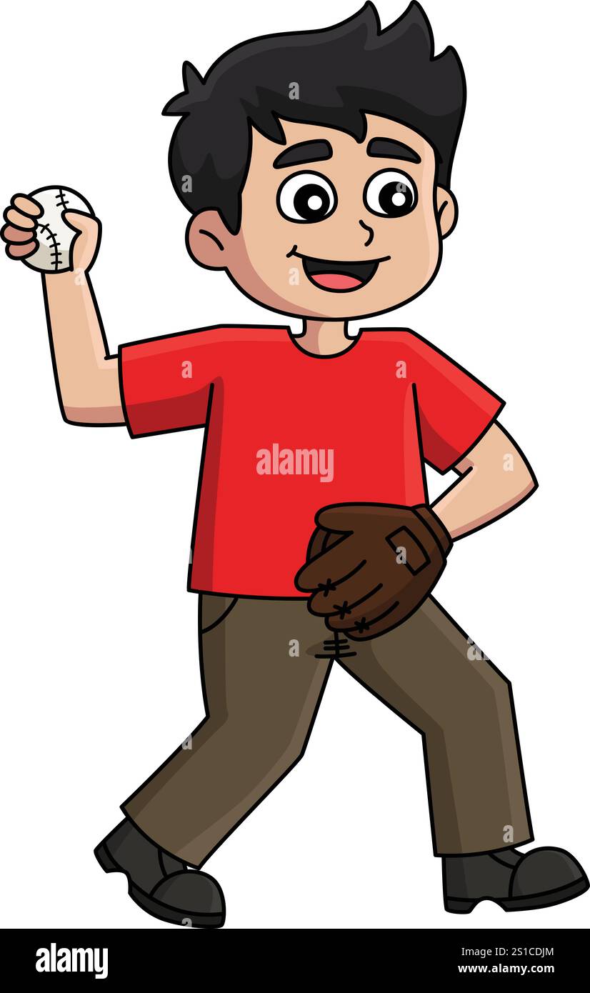 Baseball Kids Playing Catch Ball Cartoon Clipart Stock Vector Image ...