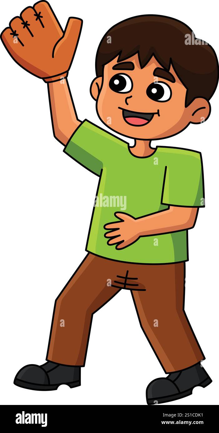 Baseball Kids Playing Catch Ball Cartoon Clipart Stock Vector Image ...