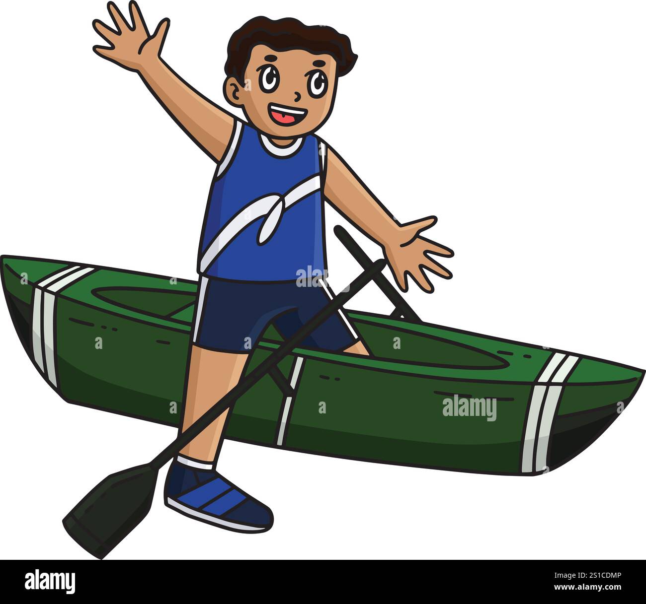 Rowing Oarsman Going in the Boat Cartoon Clipart Stock Vector Image ...