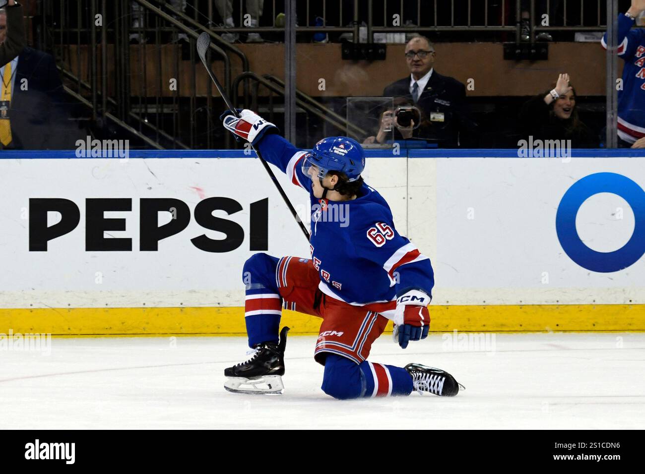 New York Rangers' Brett Berard reacts after scoring during the first ...