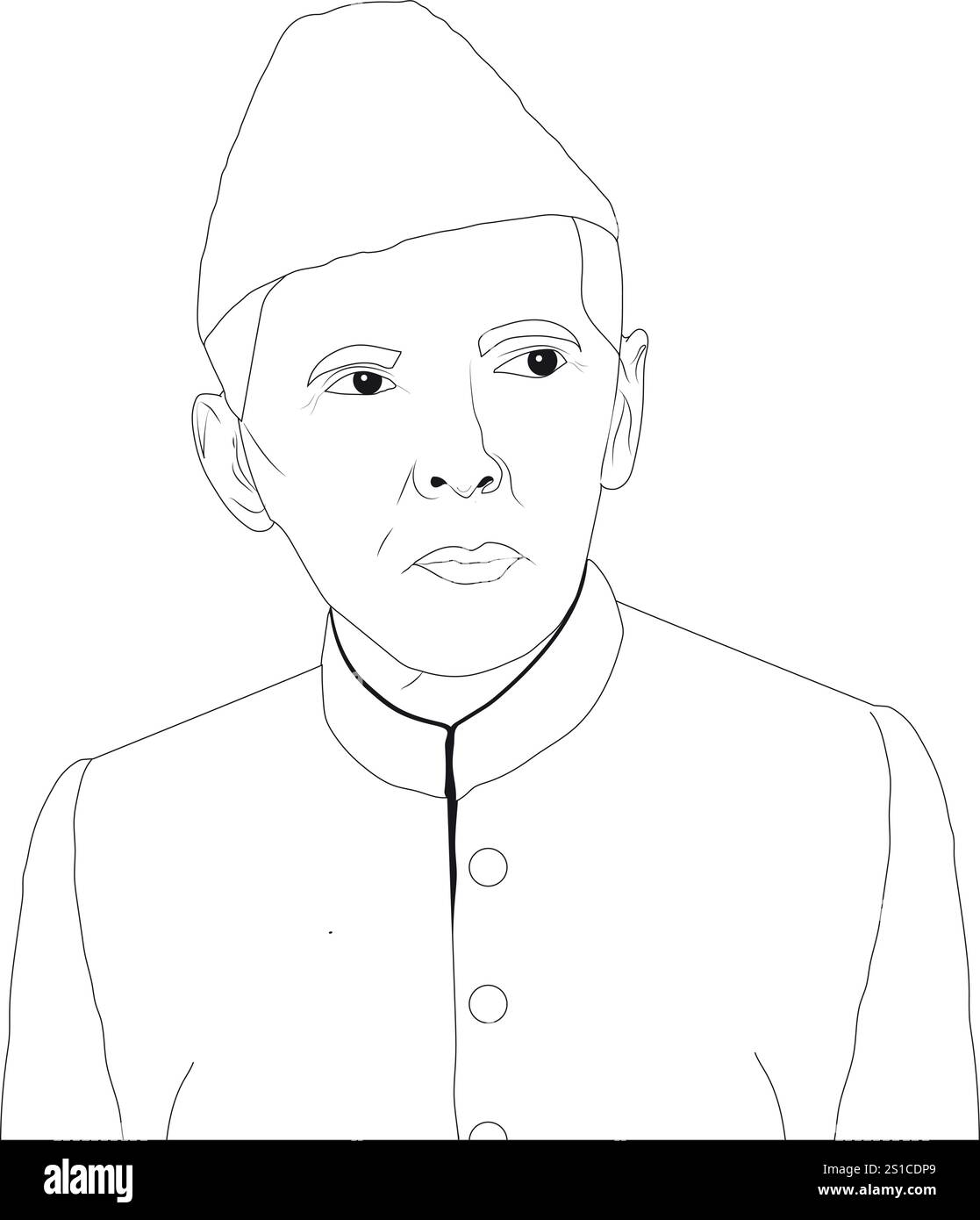 Outline vector of Quaid e Azam Muhammad ALi Jinnah Stock Vector Image ...