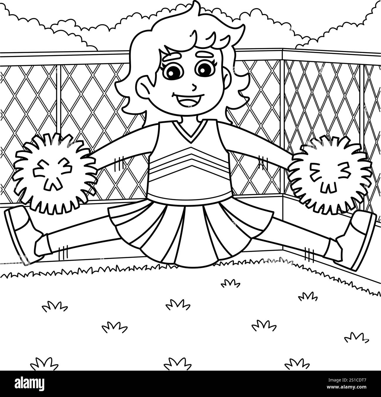 Cheerleading Female Cheerleader Toe Touch Jump Stock Vector Image & Art ...