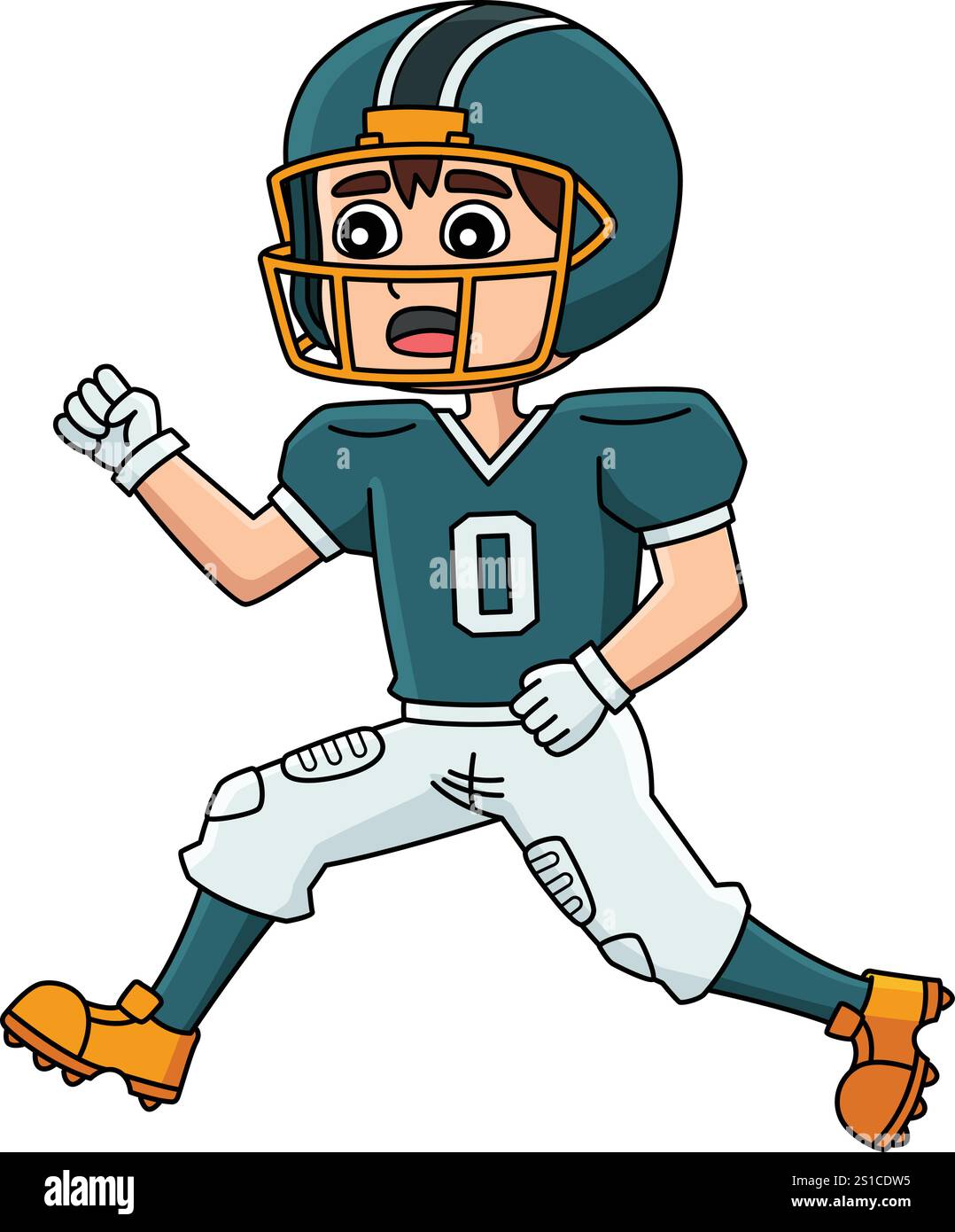 American Football Player Running Cartoon Clipart Stock Vector Image ...