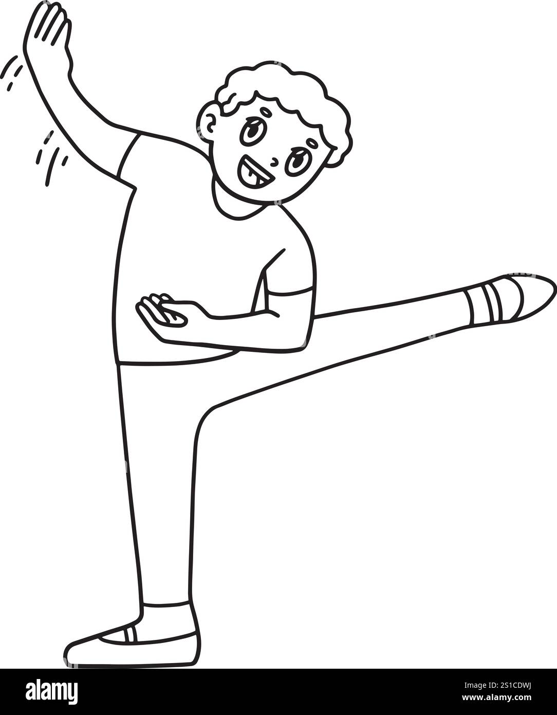 Ballet Danseur Stretching Isolated Coloring Page Stock Vector Image ...