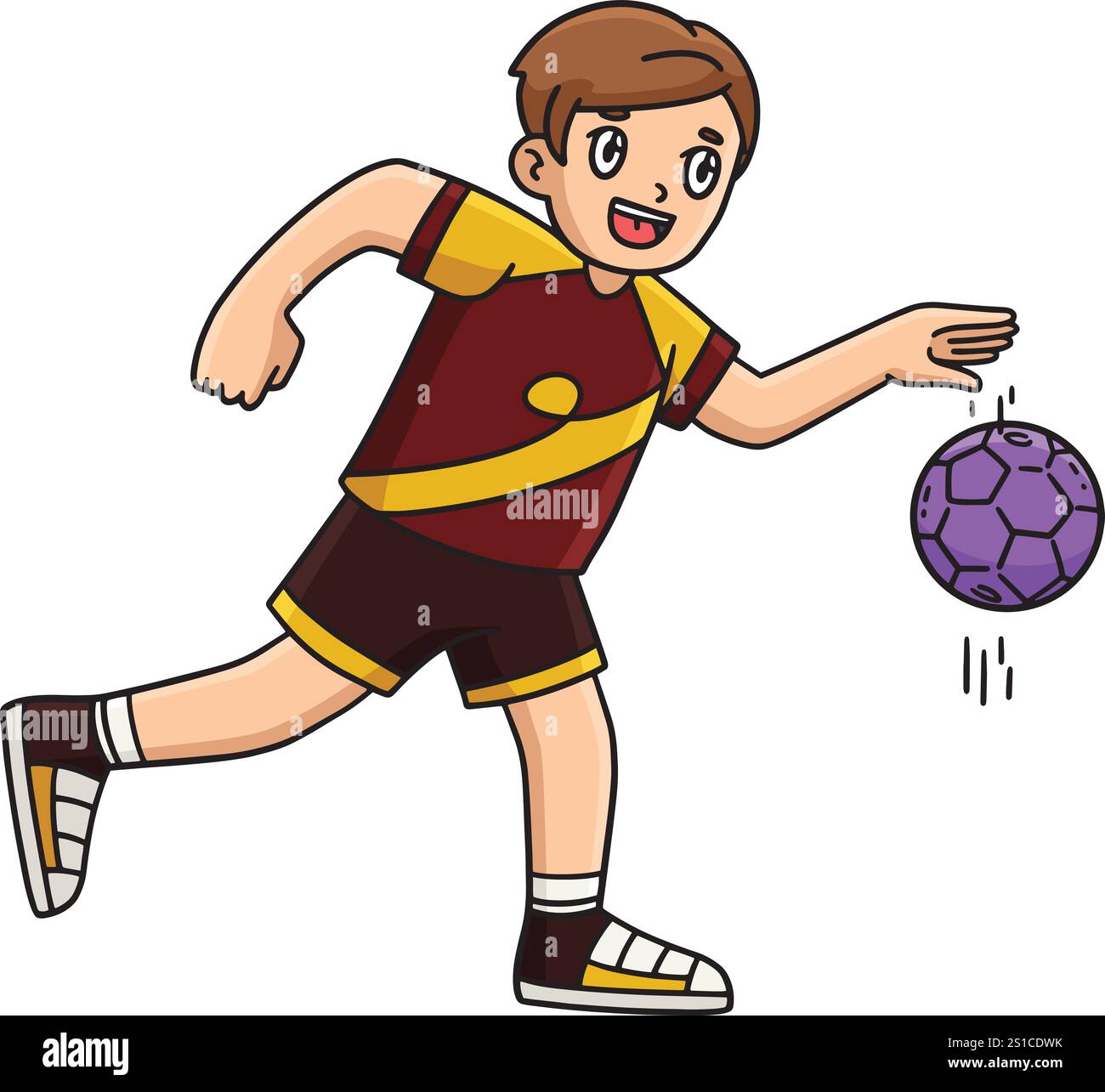 Handball Player Dribbling the Ball Cartoon Clipart Stock Vector Image ...