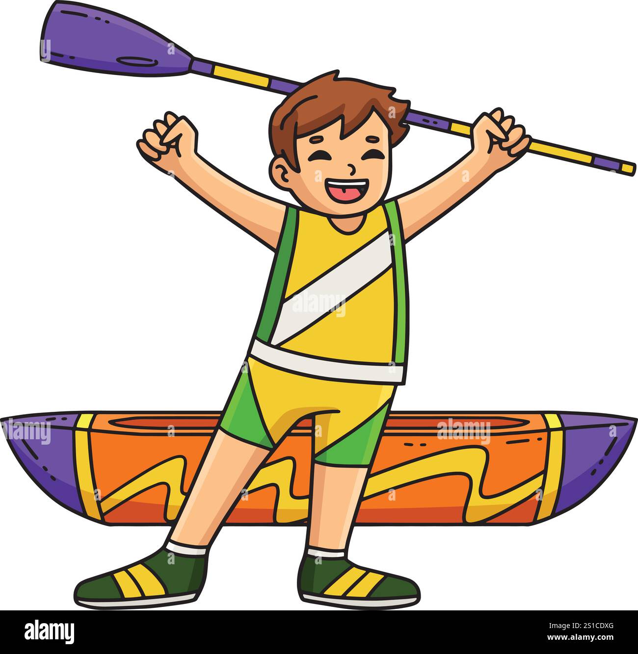 Rowing Oarsman Raising Oar in Victory Clipart Stock Vector Image & Art ...