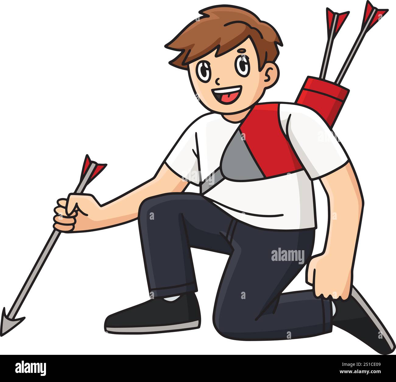 Archery Archer Picking Up Arrow Cartoon Clipart Stock Vector Image ...