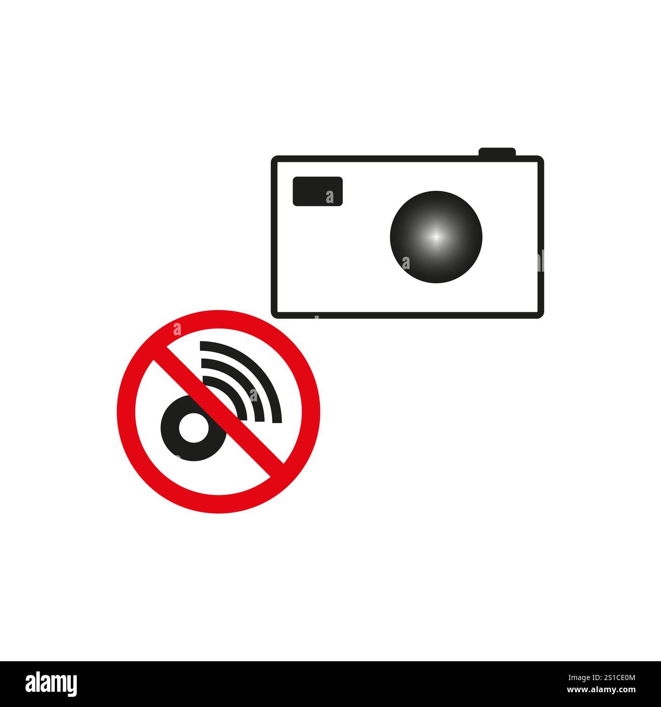 Camera with prohibition. No signal symbol. Photography restriction icon ...