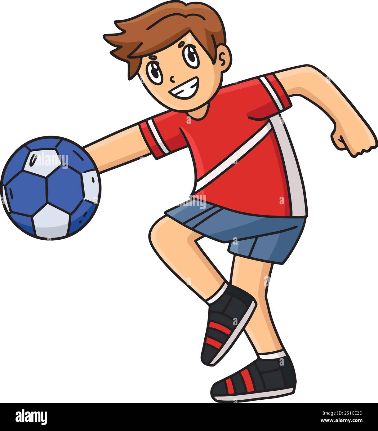 Handball Player Taking Aim Cartoon Colored Clipart Stock Vector Image ...