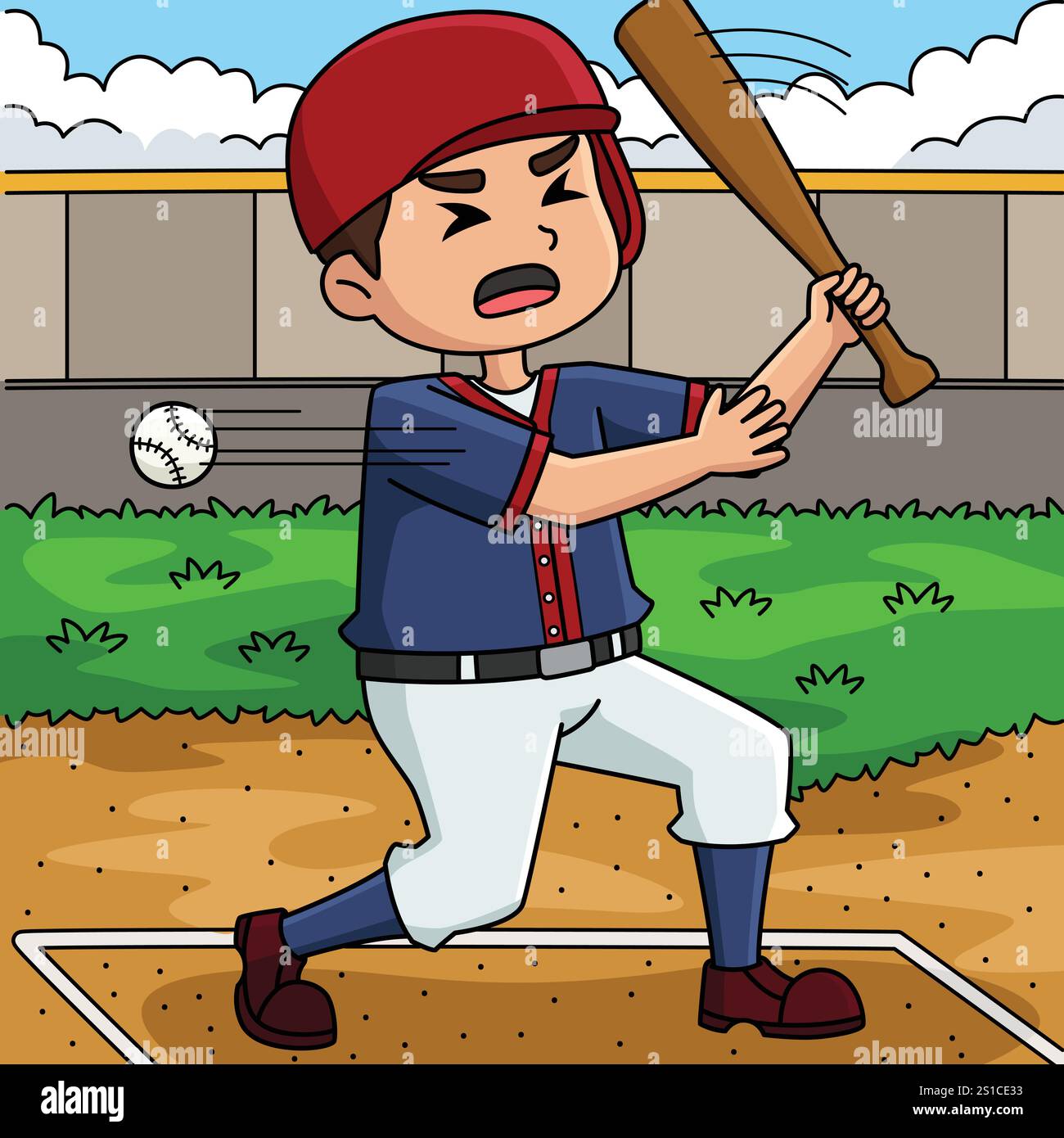 Baseball Player Strike Out Colored Cartoon Stock Vector Image & Art - Alamy