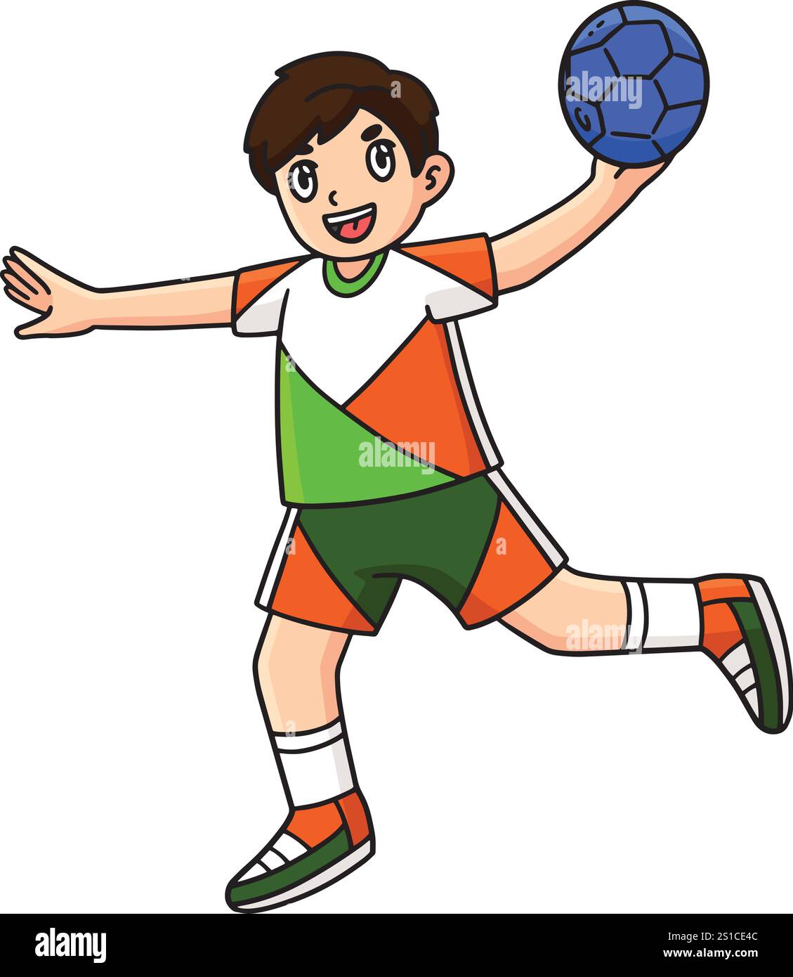 Handball Player Ready to Pass Ball Cartoon Clipart Stock Vector Image ...