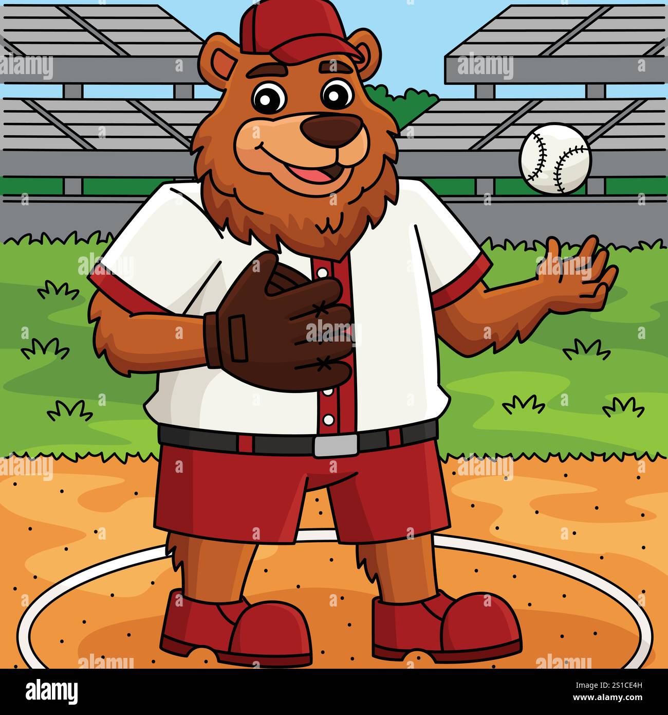 Baseball Mascot Colored Cartoon Illustration Stock Vector Image & Art ...