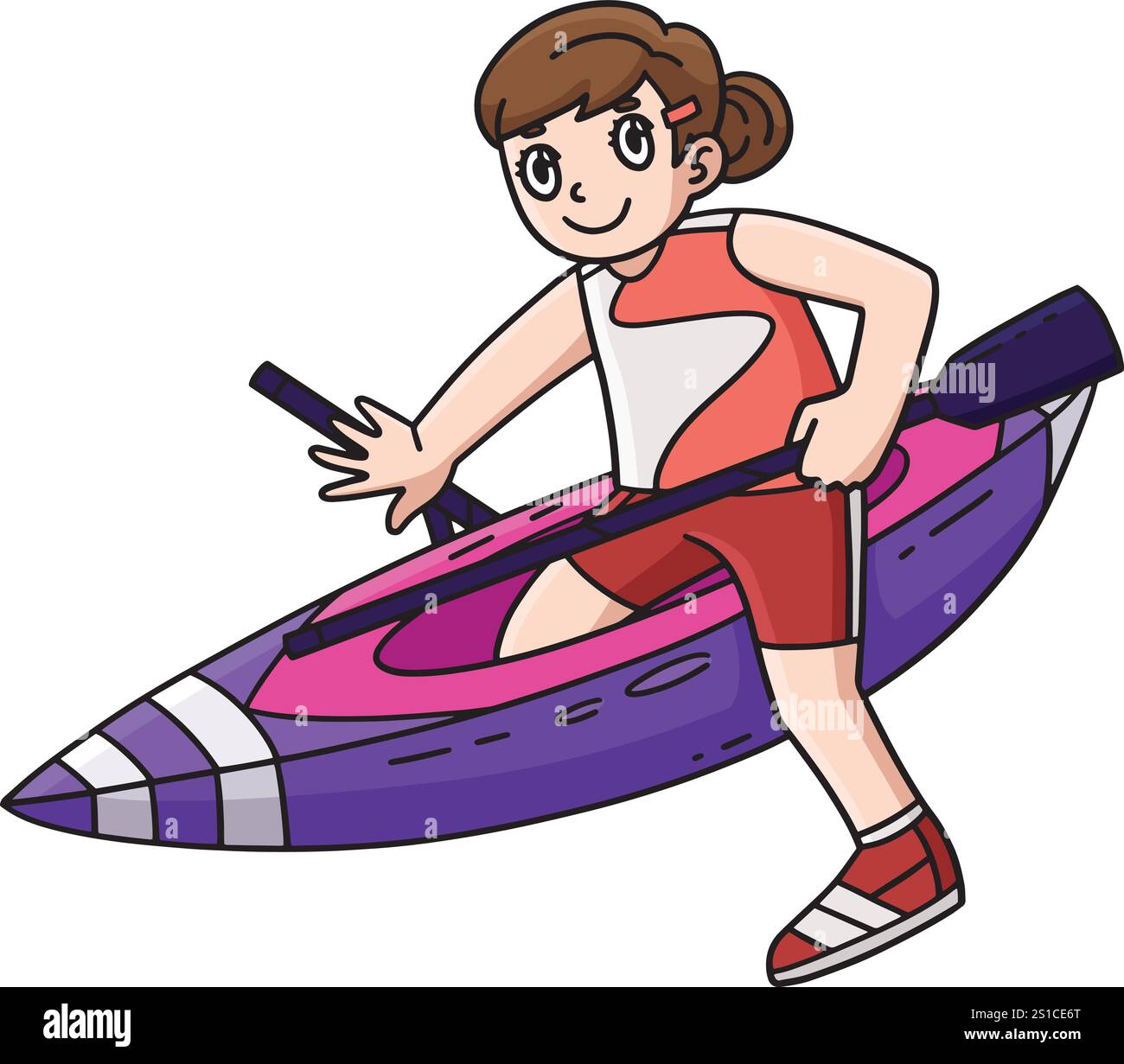 Rowing Oarswoman Getting on Boat Cartoon Clipart Stock Vector Image ...