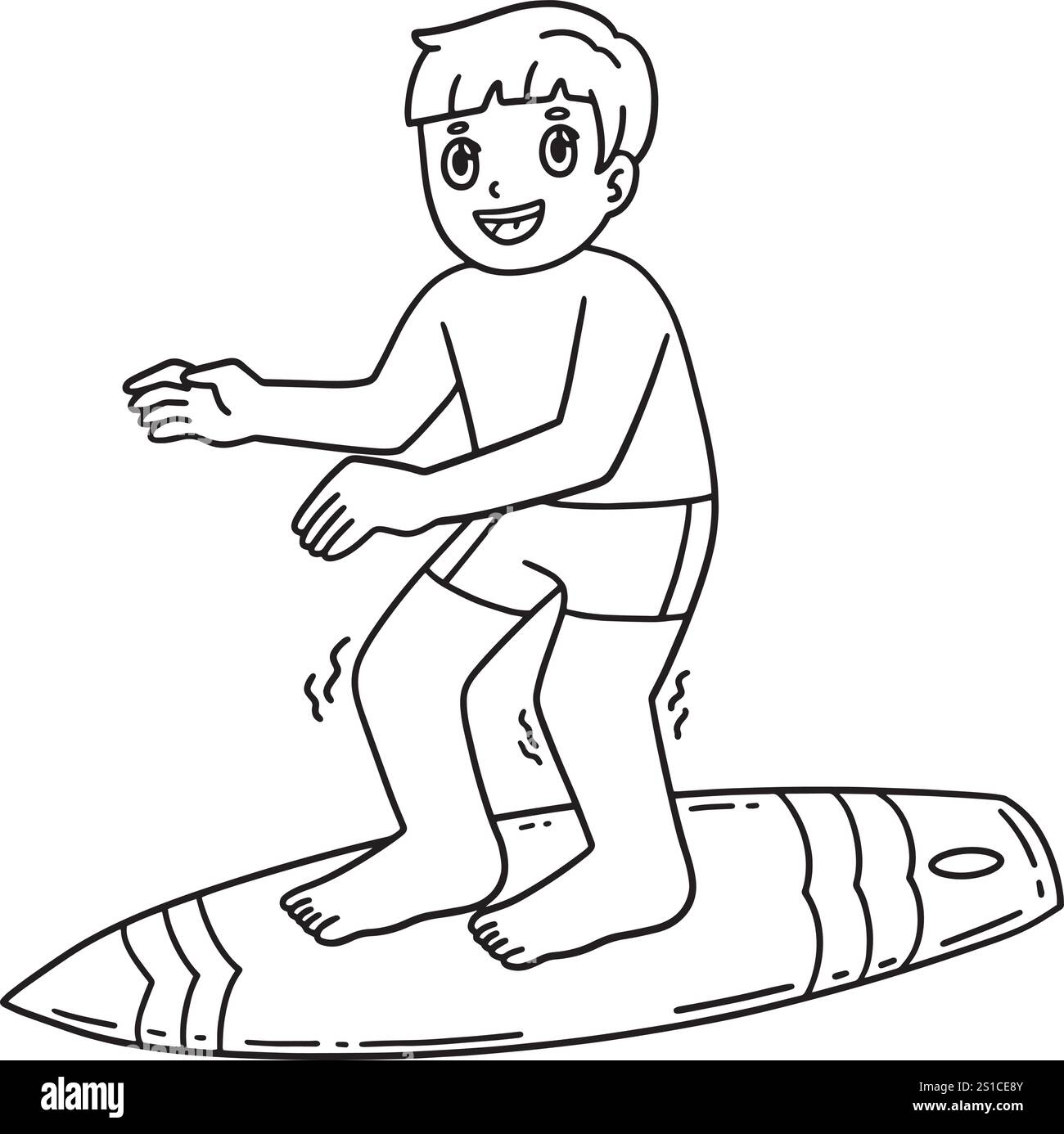 Surfing Boy Balancing on a Surfboard Isolated Stock Vector Image & Art ...