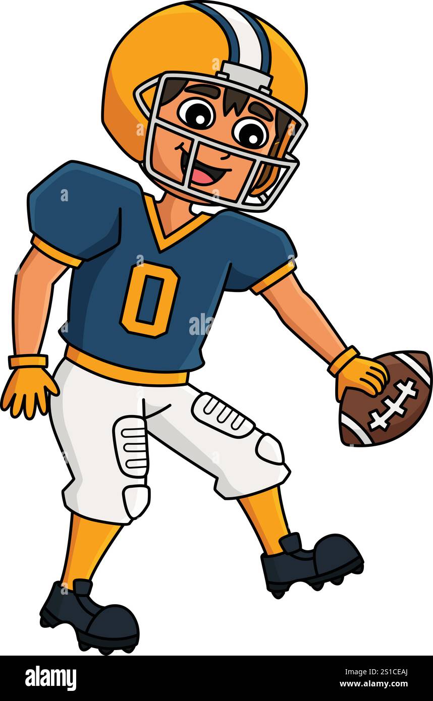 American Football Player Cartoon Colored Clipart Stock Vector Image ...