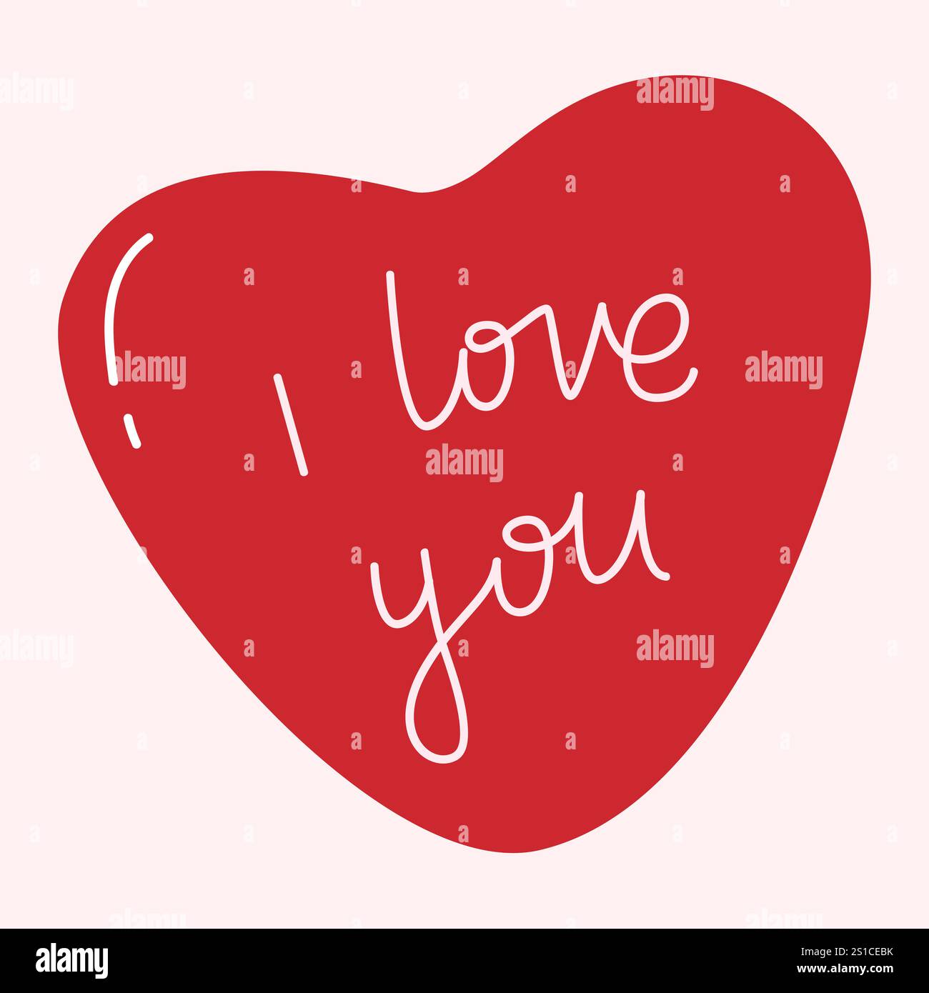I love you handwritten calligraphy on red heart Stock Vector Image ...