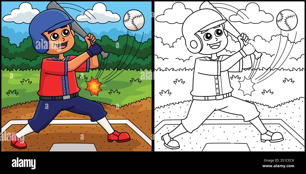 Female Baseball Pitcher Coloring Page Illustration Stock Vector Image ...