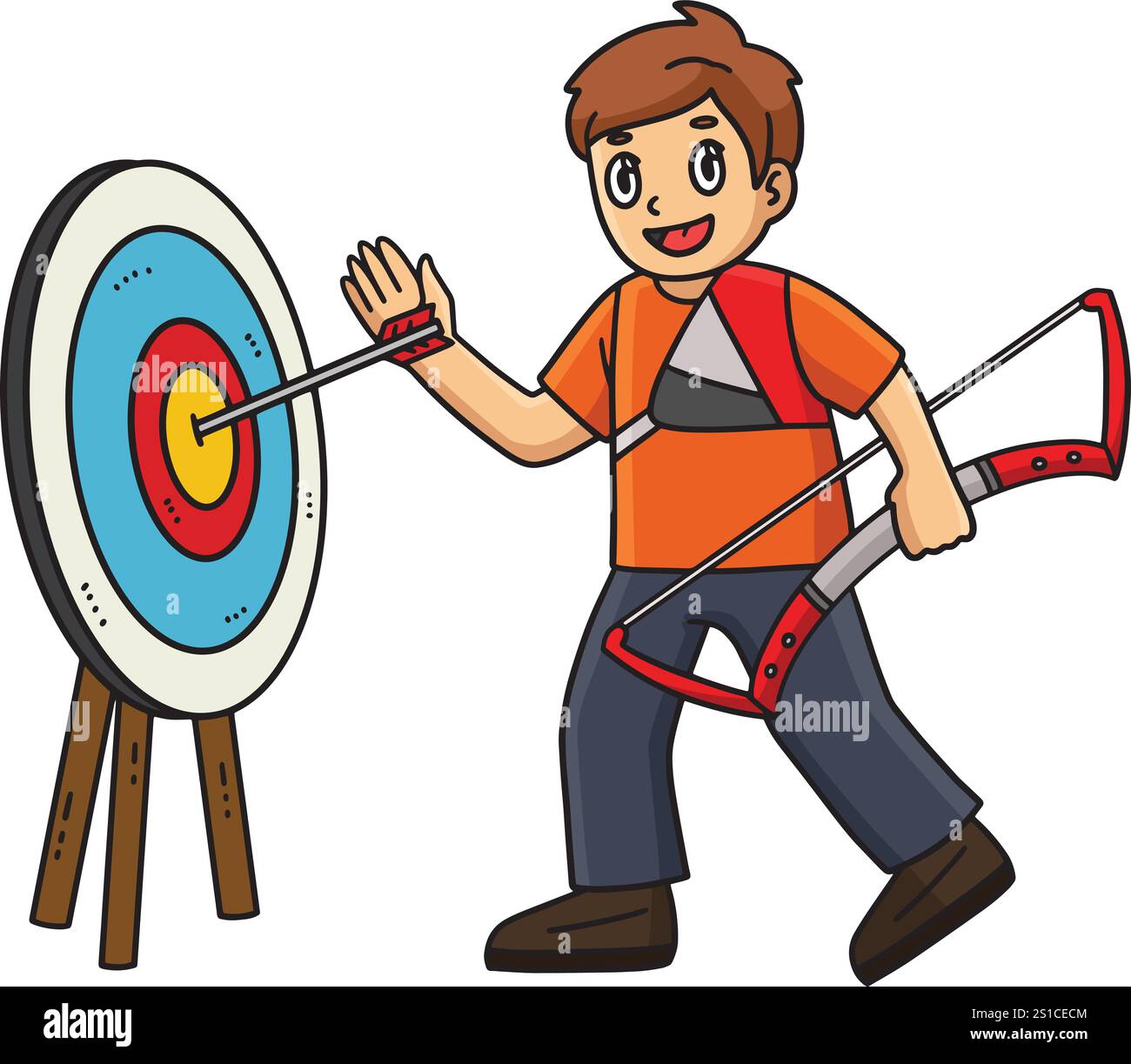 Archery Archer Retrieving Arrow Cartoon Clipart Stock Vector Image ...