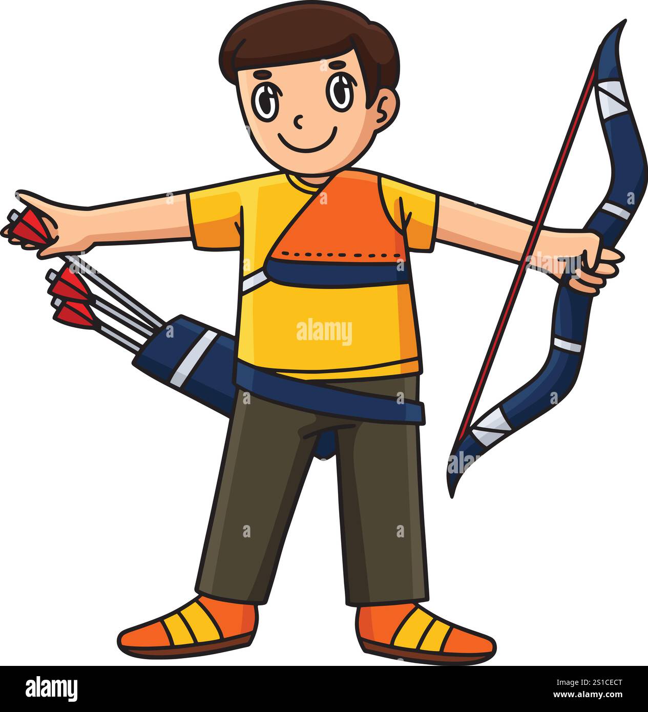 Archery Archer Taking Arrow from Quiver Clipart Stock Vector Image ...
